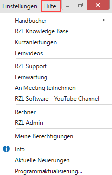 Allgemeines - RZL Online Hilfe