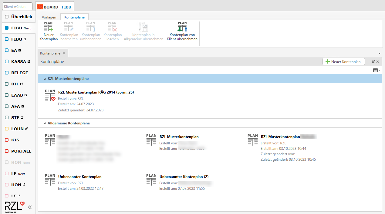 Kontenpläne - RZL Online Hilfe